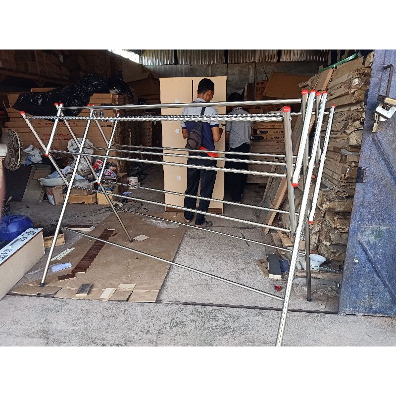 Jual Jemuran Pakaian Baju Lipat Stainless 11 Palang Body Bulat (Rakit ...