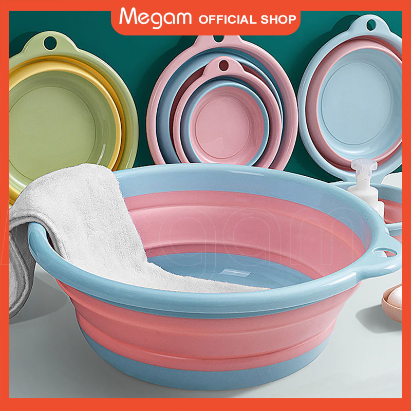 Jual Megam Baskom Lipat Portable Ember plastik Baskom lipat silikon ...