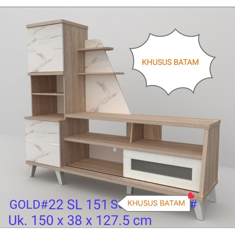 Jual LEMARI TV / BUFFET TV / RAK TV MINIMALIS GOLD#22SL UKURAN ...