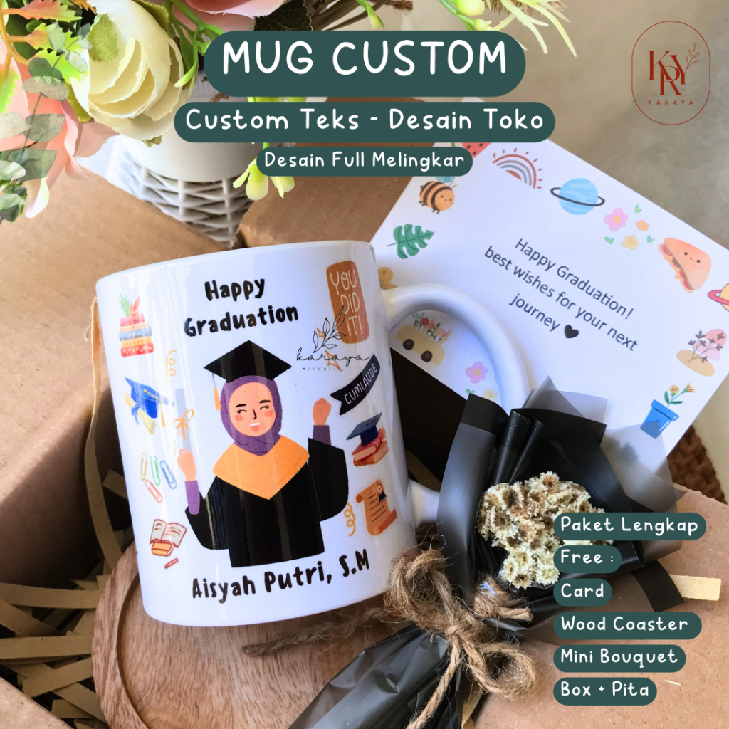 Jual Mug Gelas Custom Gift Mug Karakter Hadiah Wisuda Kado Ulang Tahun ...