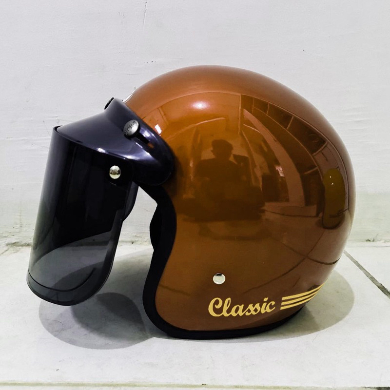 Jual {{COD}}Helm BOGO GARIS {{CLASIK}} FOTO real pik sudah SNI | Shopee ...