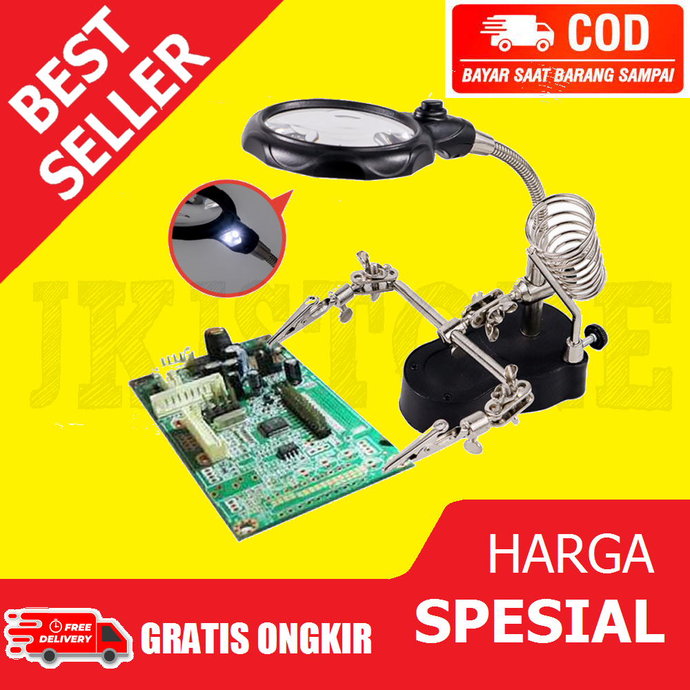 Jual Alat Pegangan Solder dan Kaca Pembesar LED AlatBantu Helping Hand ...