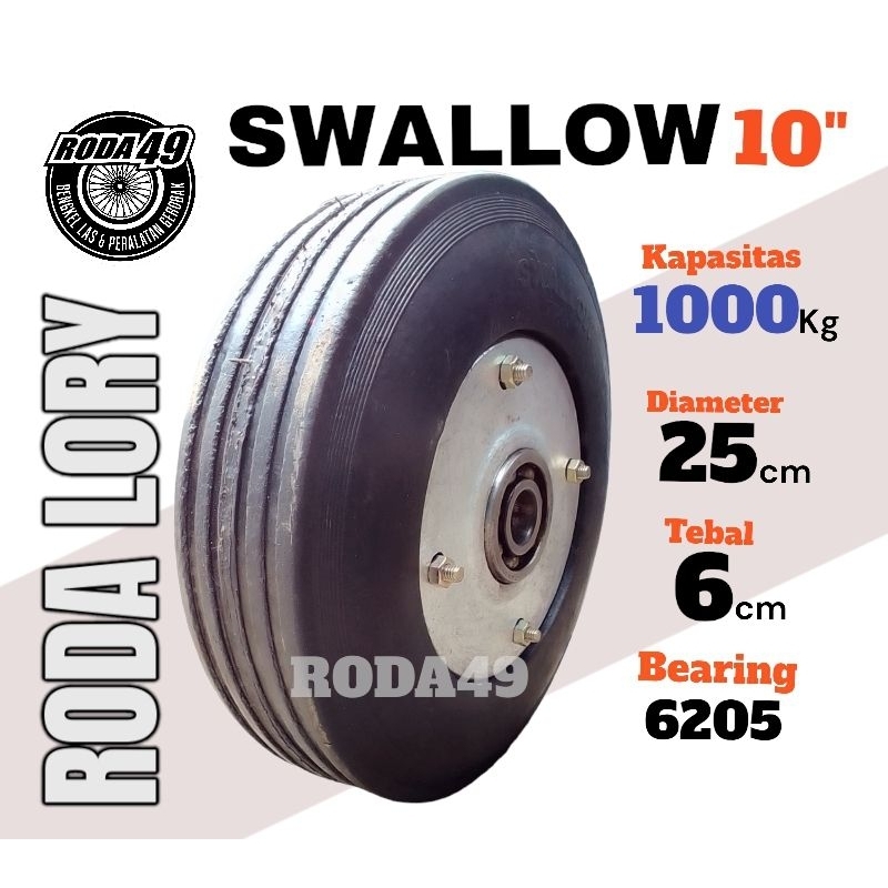 Jual Roda Trolly Ban Lorry Swallow 10 inch 1000kg | Shopee Indonesia