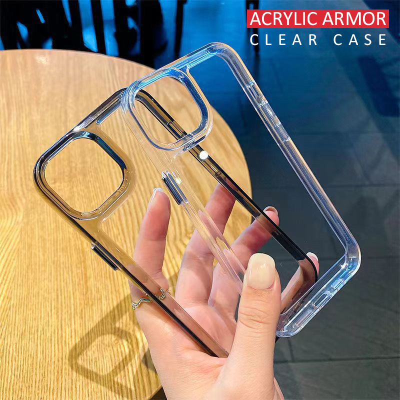 Jual ARMOR ACRYLIC CLEAR CASE iPhone 11 12 13 14 15 16 PRO MAX X XR XS ...