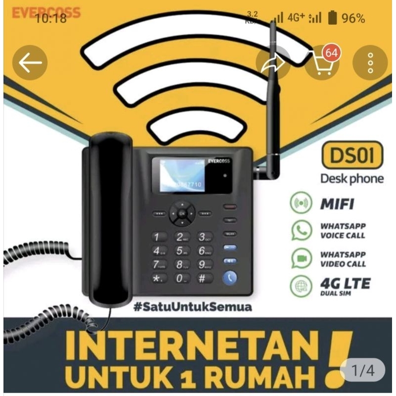 Jual EVERCOSS DS01 DESKPHONE (TELEPON RUMAH Pake SIMCARD) 4G WIFI ...