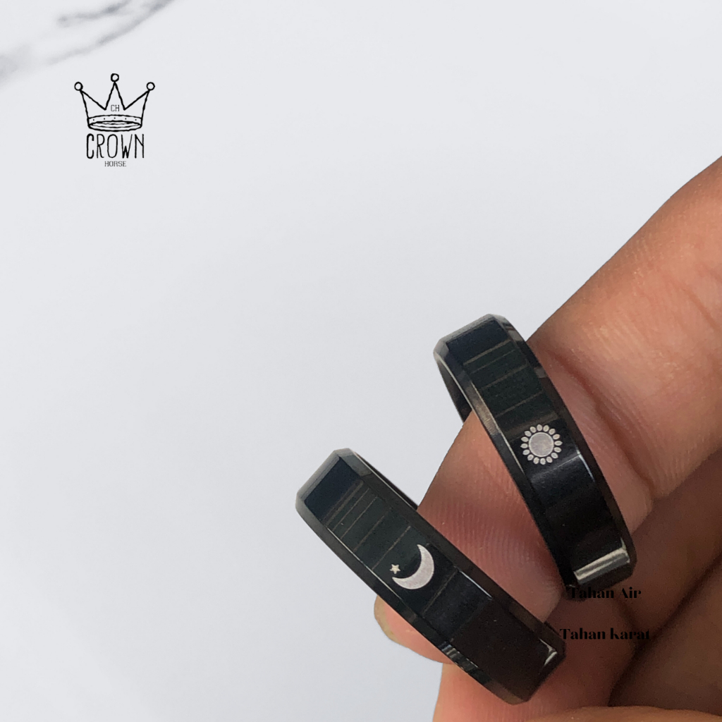 Jual SUN&MOON RING BLACK // CINCIN TITANIUM PRIA WANITA // CINCIN PRIA ...