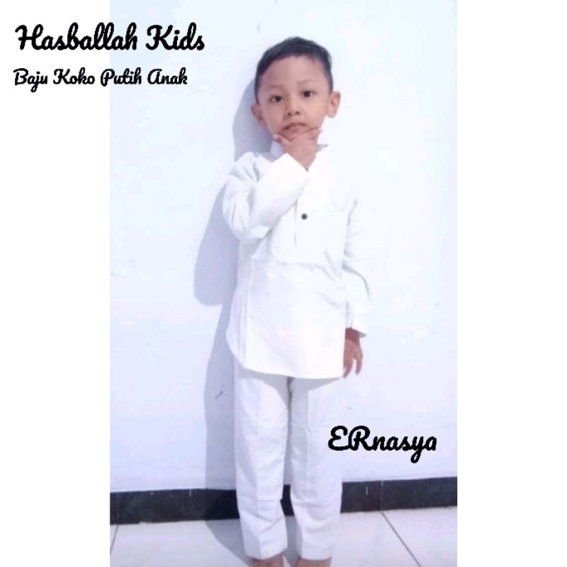 Jual Baju Koko Anak Manasik Putih Series 4-14 Tahun Koko Set Celana Hasballah Kids, Ihsan Untuk ...