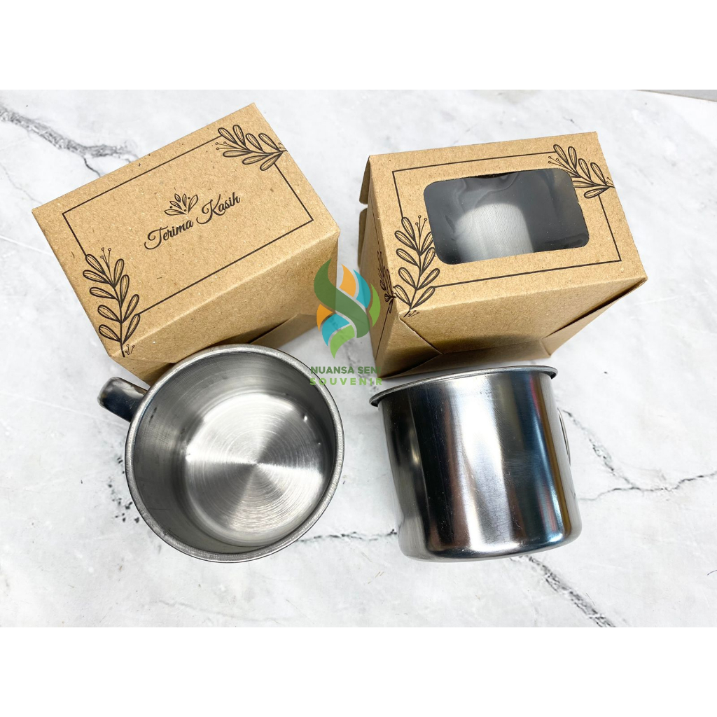 Jual Souvenir Cangkir Enamel Stainless 7cm Mug Gagang Kaleng Silver ...