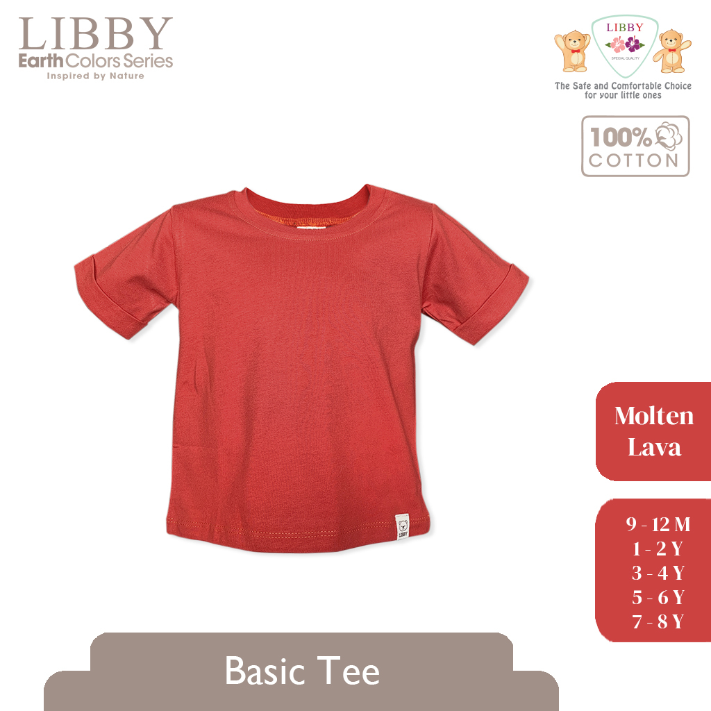 Jual LIBBY Earth Kaos Atasan Polos Katun Anak Unisex 9 Bulan - 12 Tahun Basic Tee Seri 2 (1PCS ...