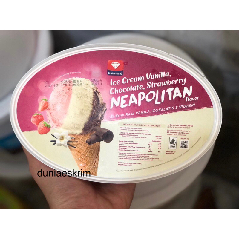 Jual Diamond Ice Cream Neapolitan 700ml | Shopee Indonesia