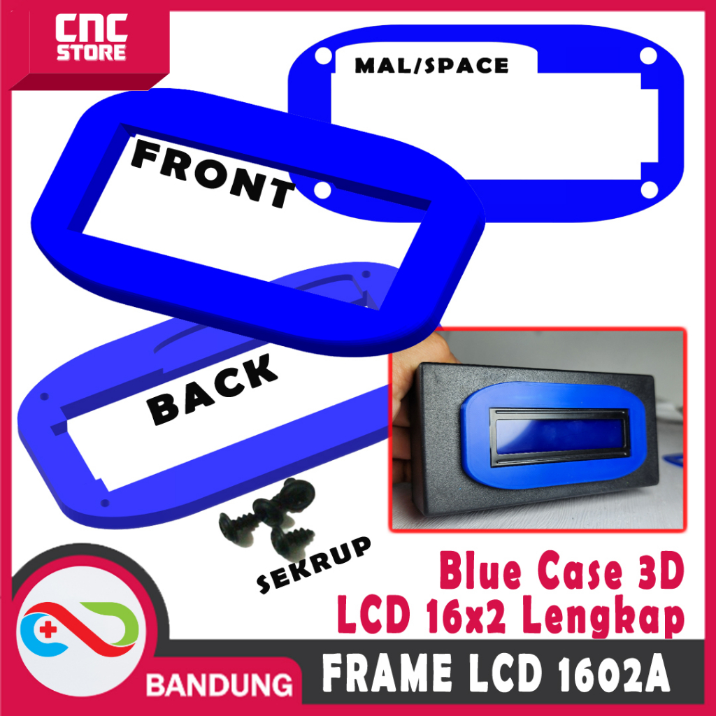 Jual CASE LCD 16X2 FRAME LCD 16X2 3D CASING LCD 16O2 1602A PLA+ SOLID ...