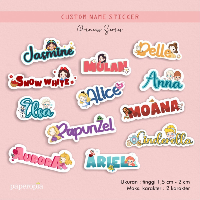 Jual sticker nama custom lucu stiker disney marvel minecraft label nama ...