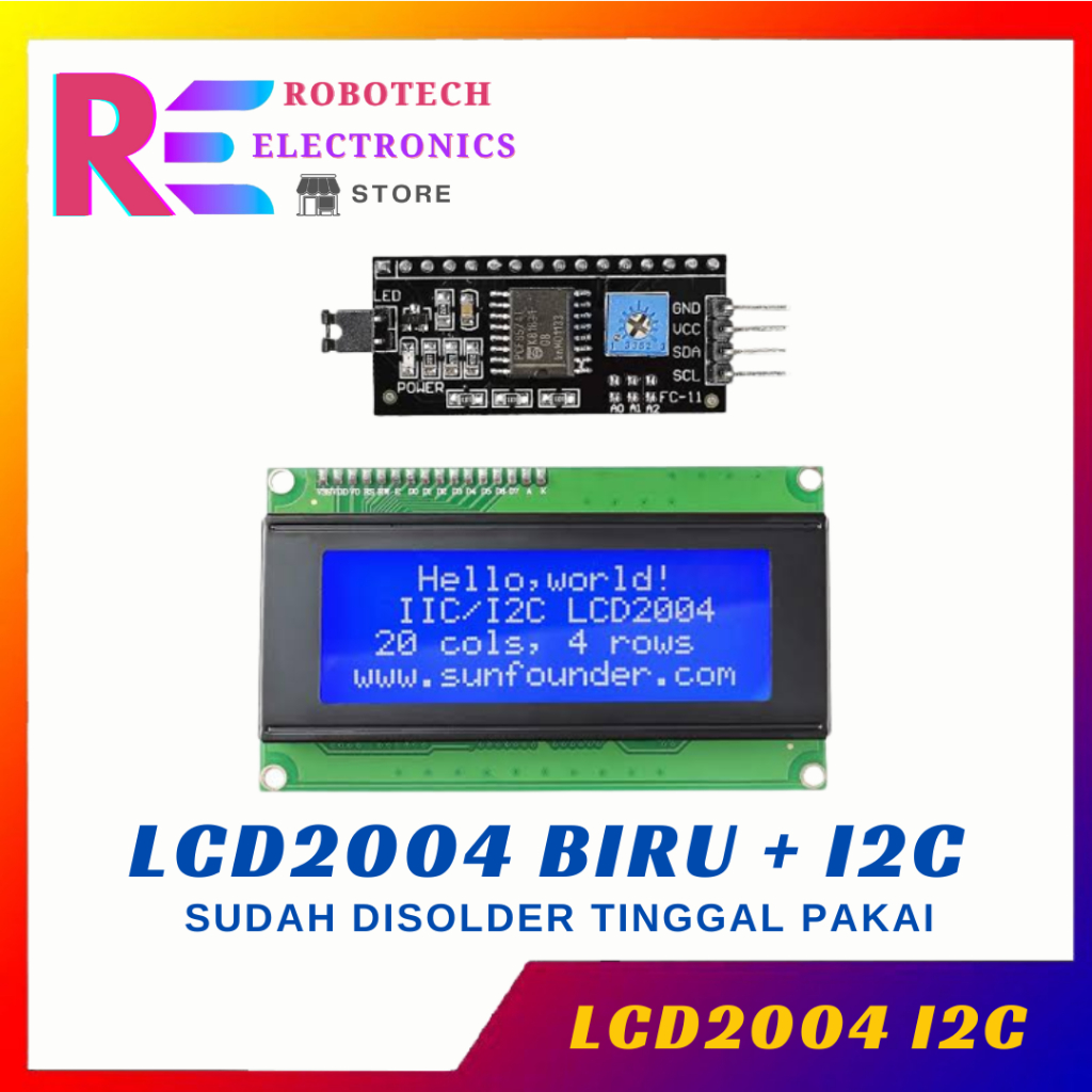 Jual LCD 20X4 2004 I2C IIC BACKLIGHT BIRU Arduino Uno - Free (Sudah ...
