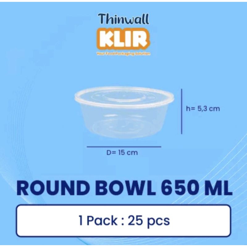 Jual KLIR Thinwall 650ml Round bowl wadah bulat mangkok plastik tempat ... Jual KLIR Thinwall 650ml Round bowl wadah bulat mangkok plastik tempat ...