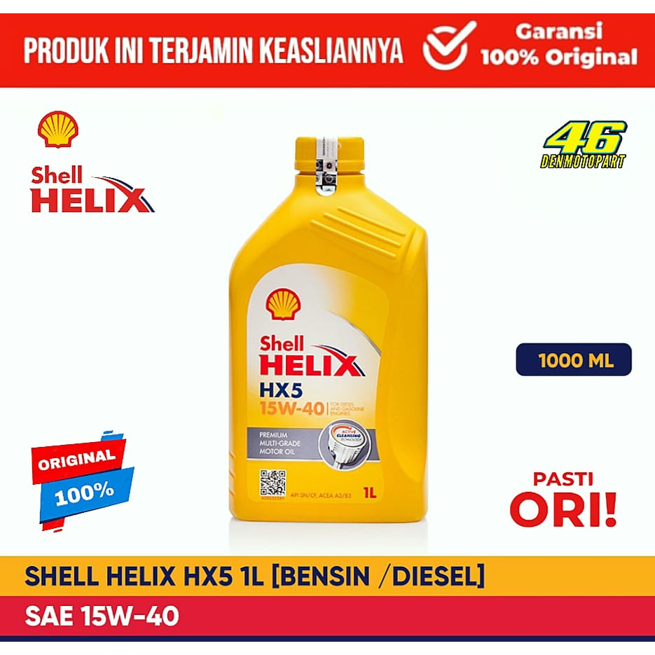 Jual Oli Mesin SHELL HELIX HX5 Sae [ 15W-40 ] 1L 1000ML 1000ML Original ...