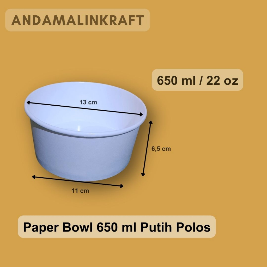 Jual Paper bowl 650 ml / 22 Oz putih polos (Isi 25 pcs) Merk Nesto ...
