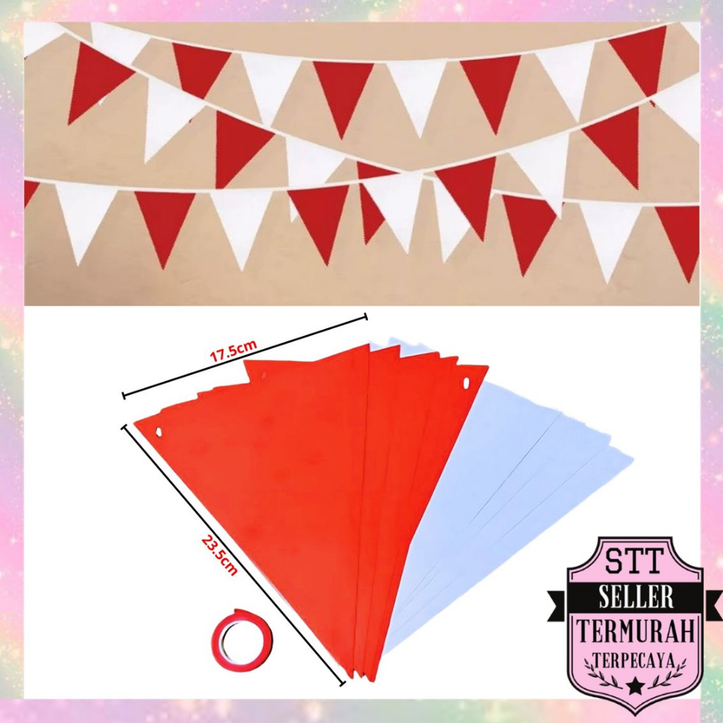 Jual STT Banner Bendera Merah Putih Segitiga 9 Pcs Bendera HUT RI Ulang Tahun Kemerdekaan ...