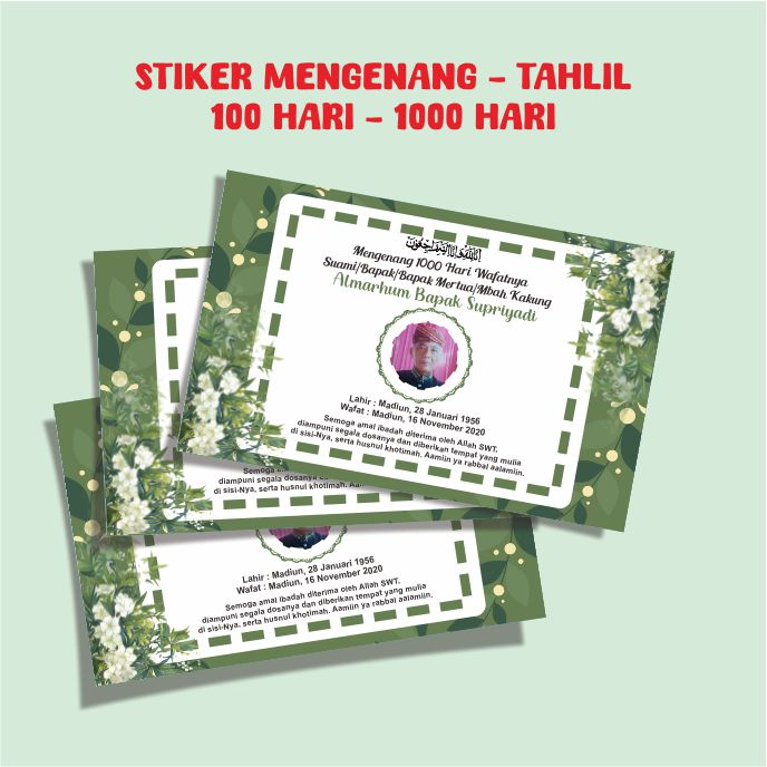 Jual Stiker Tahlil Mengenang 100 Hari 1000 hari Custom | Shopee Indonesia
