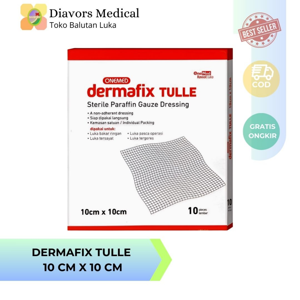 Jual Dermafix Tulle 10 x 10 Cm Paraffin Gauze Onemed Box Isi 10Pcs ...