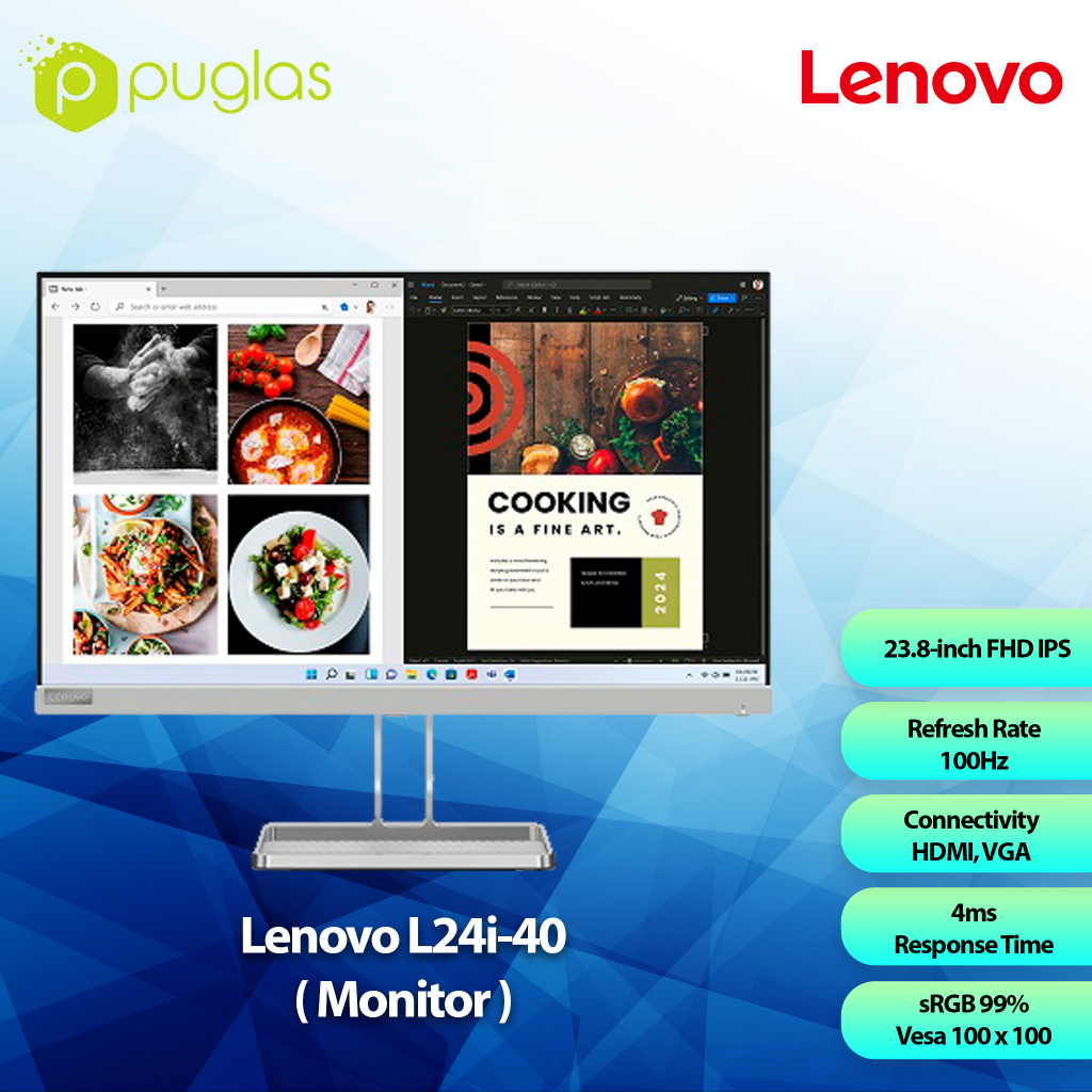 Jual LED Monitor Lenovo L24i-40 FHD IPS 100Hz VGA HDMI AMD FreeSync 24 ...