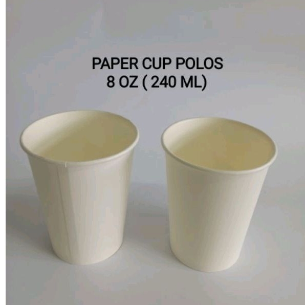 Jual Paper Cup Polos 8Oz (240ml)/ Gelas Kertas Minuman Panas 8 Oz - Tanpa Penutup Isi 50 Pcs ...