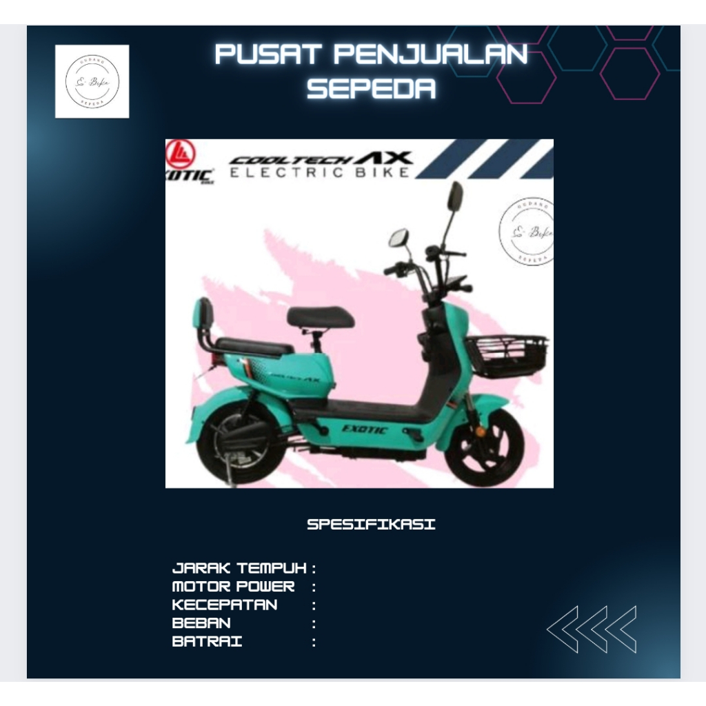 Jual Sepeda Listrik Exotic COOL TECH AX E Bike 500 Watt | Shopee Indonesia