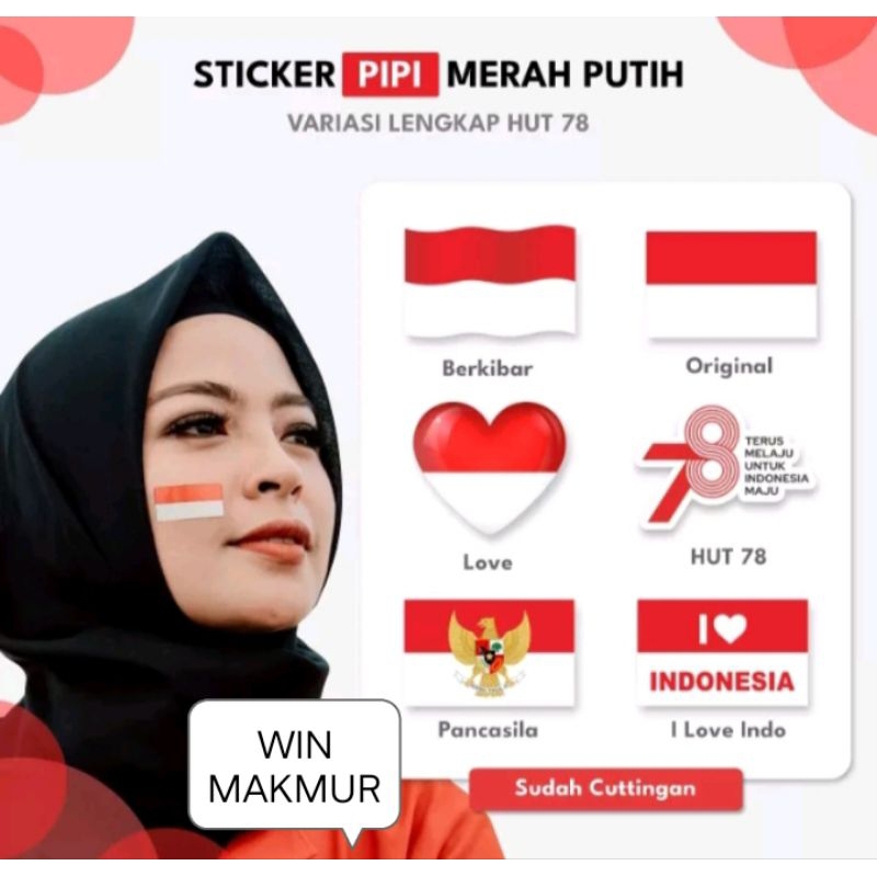 Jual Stiker pipi HUT RI Bendera Merah Putih / Stiker kemerdekaan ...