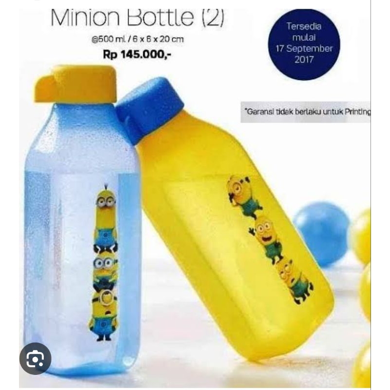 Jual new minion bottle tupperware 500ml | warna biru dan kuning ...