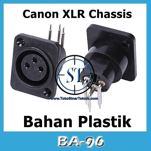 Jual BA-96 Socket Canon Audio Cable Plastik Connector MIC 3 Pin XLR ...