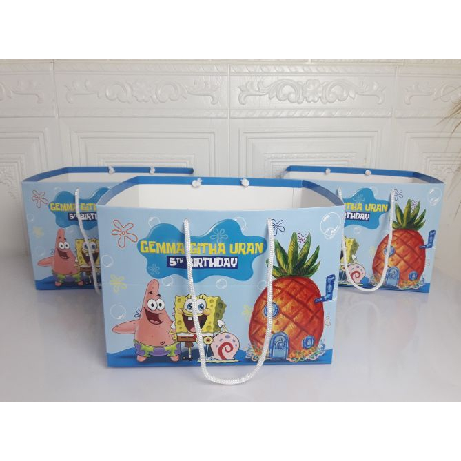 Jual paperbag spongebob / wadah snack spongebob / paperbag custom ...