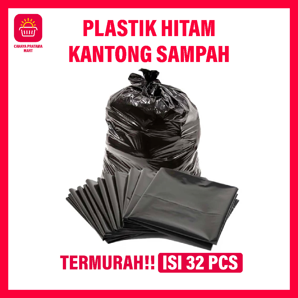 Jual KANTONG SAMPAH / PLASTIK SAMPAH HITAM ISI 32 LEMBAR MURAH TrashBag ...