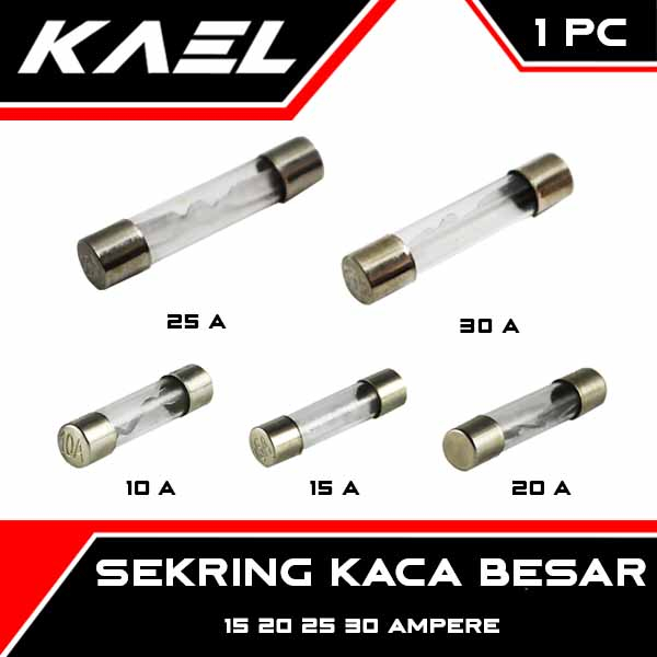 Jual Sekring Kaca Besar 15 20 25 30 Ampere A Kaca Sikring Tabung Fuse ...
