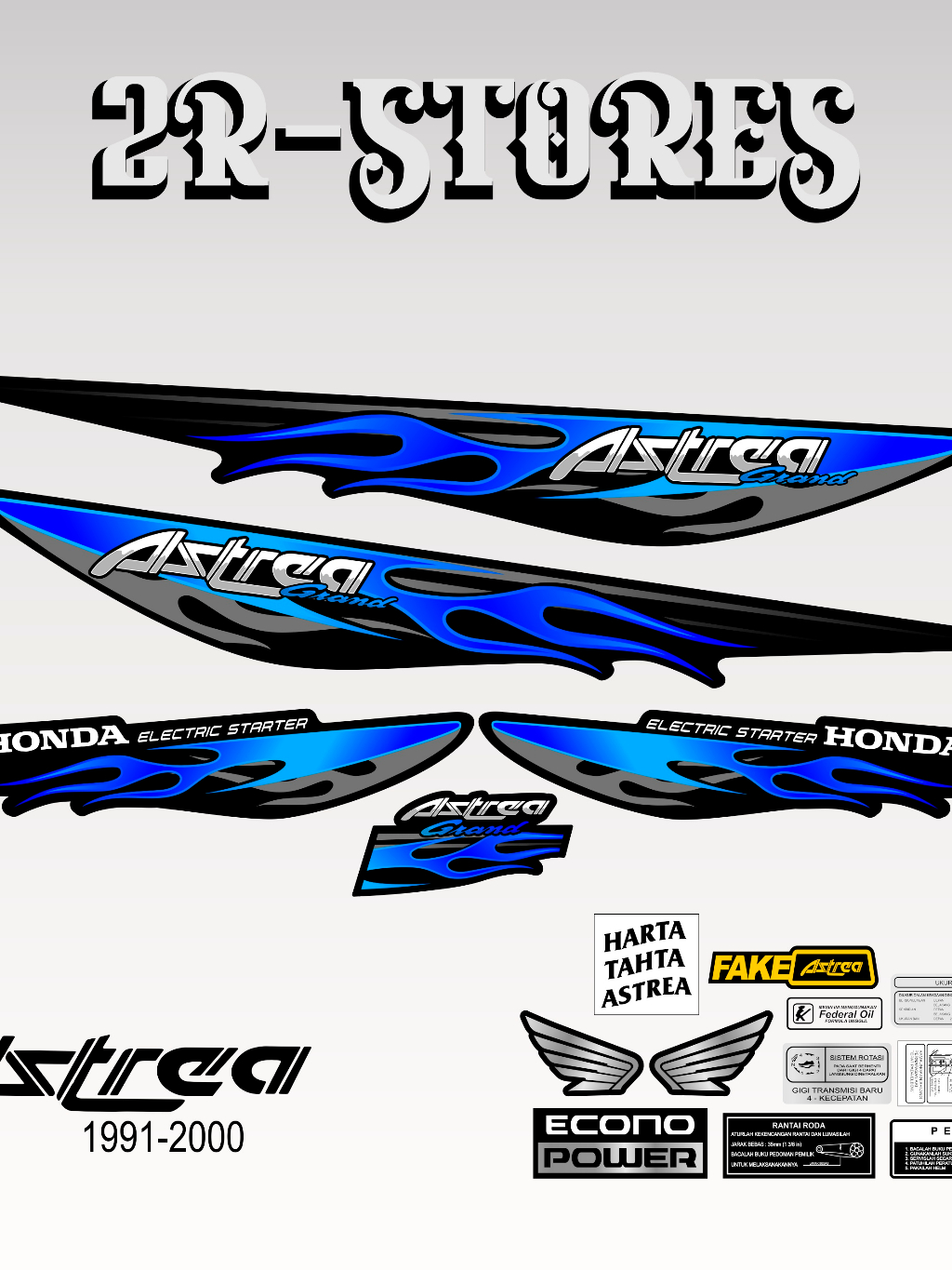 Jual striping astrea grand api fire tribal 18 stiker astrea legenda ...