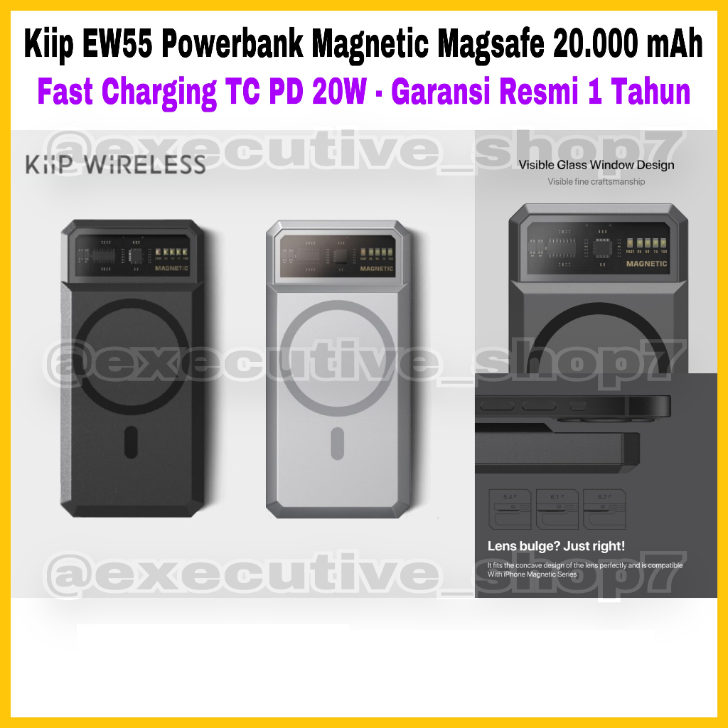 Jual Kiip EW55 Powerbank Magnetic Magsafe 20.000 mAh Fast Charging TC PD 20W | Shopee Indonesia