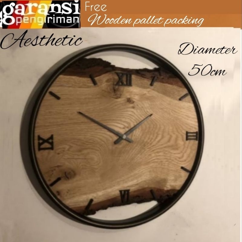 Jual Jam Dinding Aesthetic Diameter 50 cm | Jam Dinding Kayu Unik ...