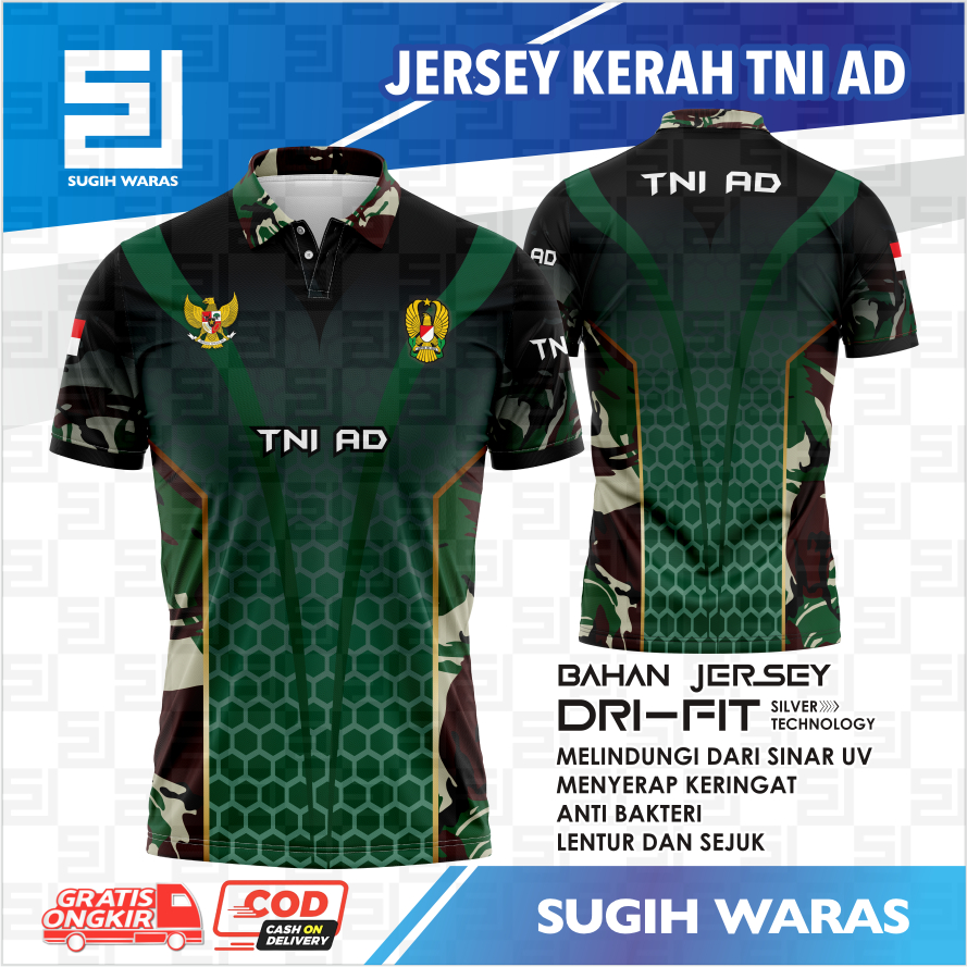 Jual JERSEY WANGKI TNI AD / KAOS KERAH TENTARA NASIONAL INDONESIA / DRI FIT LENGAN PENDEK ...