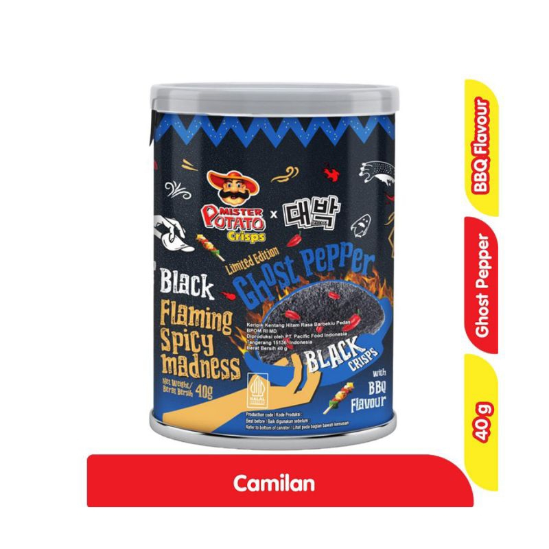Jual Mister Potato Crips Ghost Pepper Keripik kentang Hitam Barbeque 40 ...