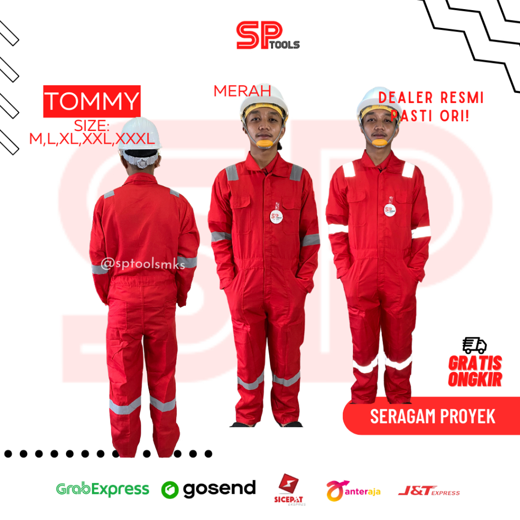 Jual BAJU KERJA / BAJU PROYEK WEARPACK SAFETY SERAGAM PROYEK MERAH ...