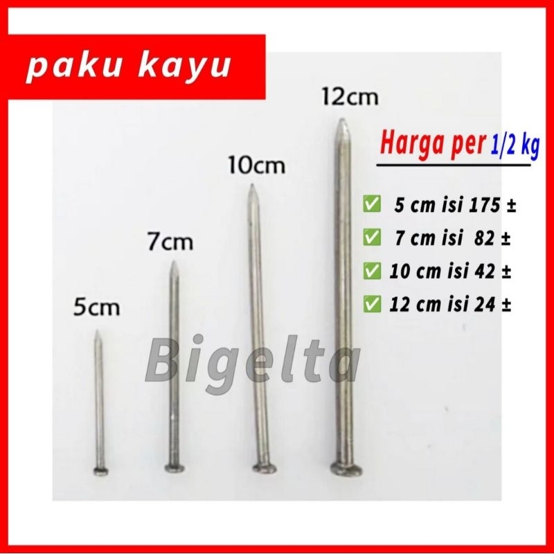 Jual TOKKA paku kayu / paku seri tajam 4cm,5cm,7cm,10cm,12cm per 1/2kg | Shopee Indonesia