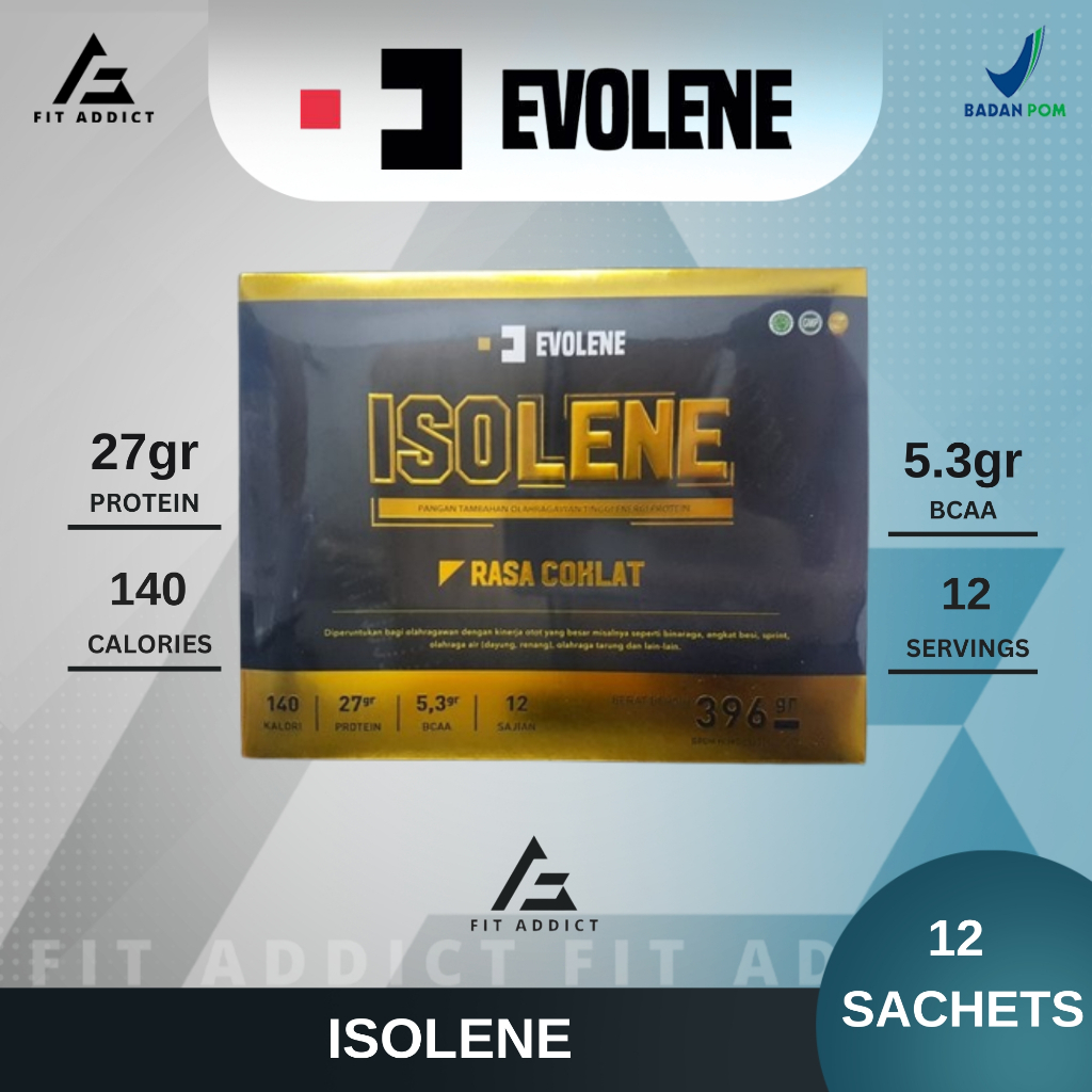 Jual Evolene Isolene 12 Sachet 396gr Whey Protein Isolate ISOLENE ISO ...