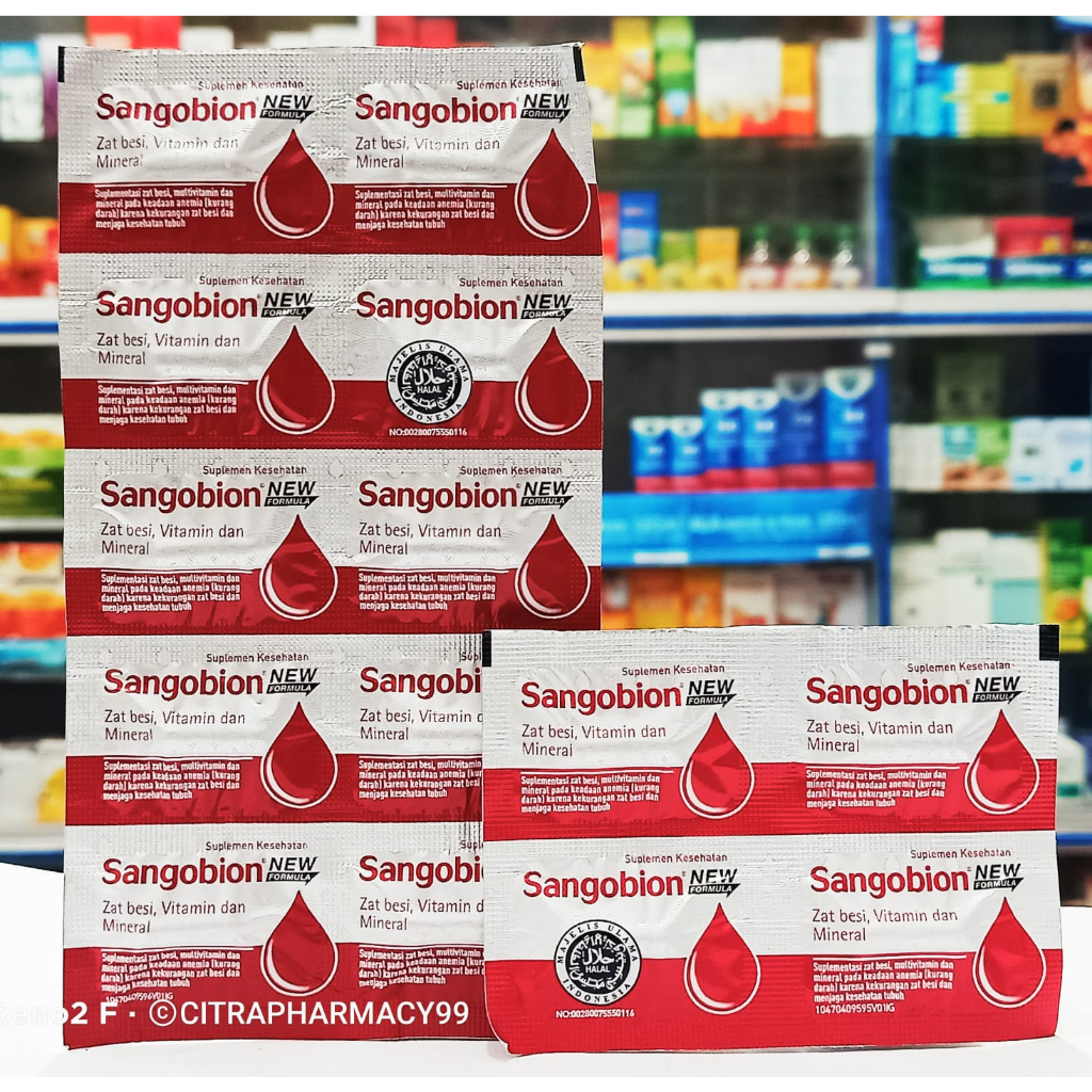 Jual SANGOBION STRIP (ISI 4 & 10 KAPSUL) - MENGATASI ANEMIA / PENAMBAH ...