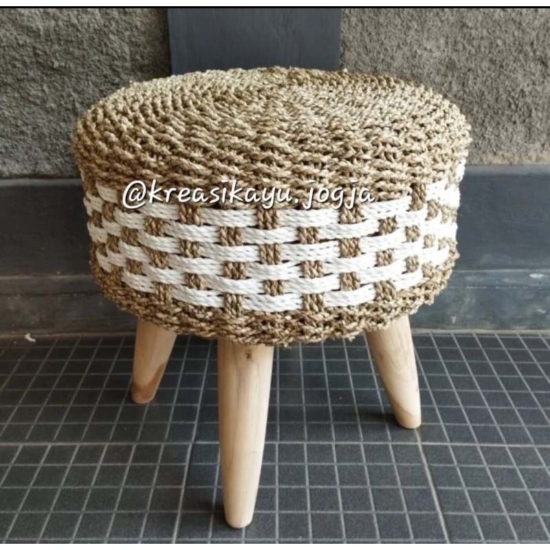 Jual Stool Seagrass Kaki Jamur/Bangku/Kursi Anyaman Seagrass Kaki Bubut ...