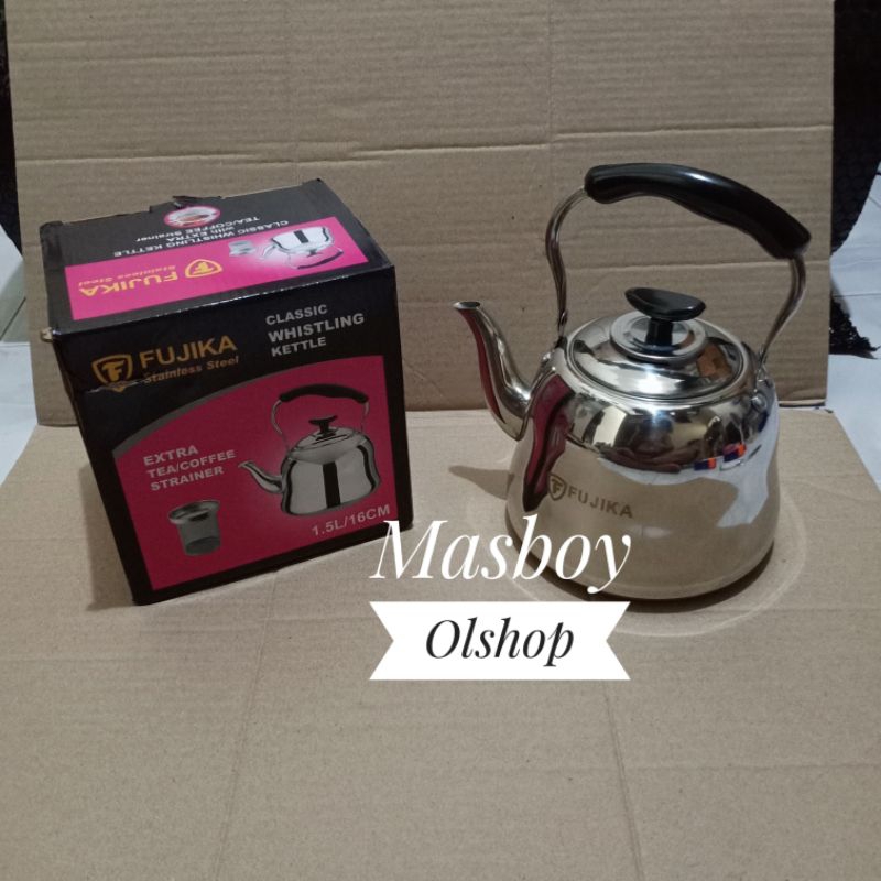 Jual Teko Stainless + Saringan Kopi Teh Fujika 1,5 Liter / Ceret Tea ...