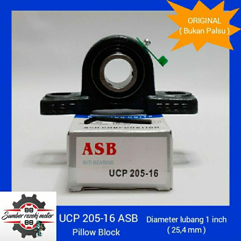 Jual PILLOW BLOCK UCP 205-16 ASB ASLI UNTUK AS 1 INCH 25,4MM BEARING 2 DUDUK 205 ORIGINAL LAHER ...