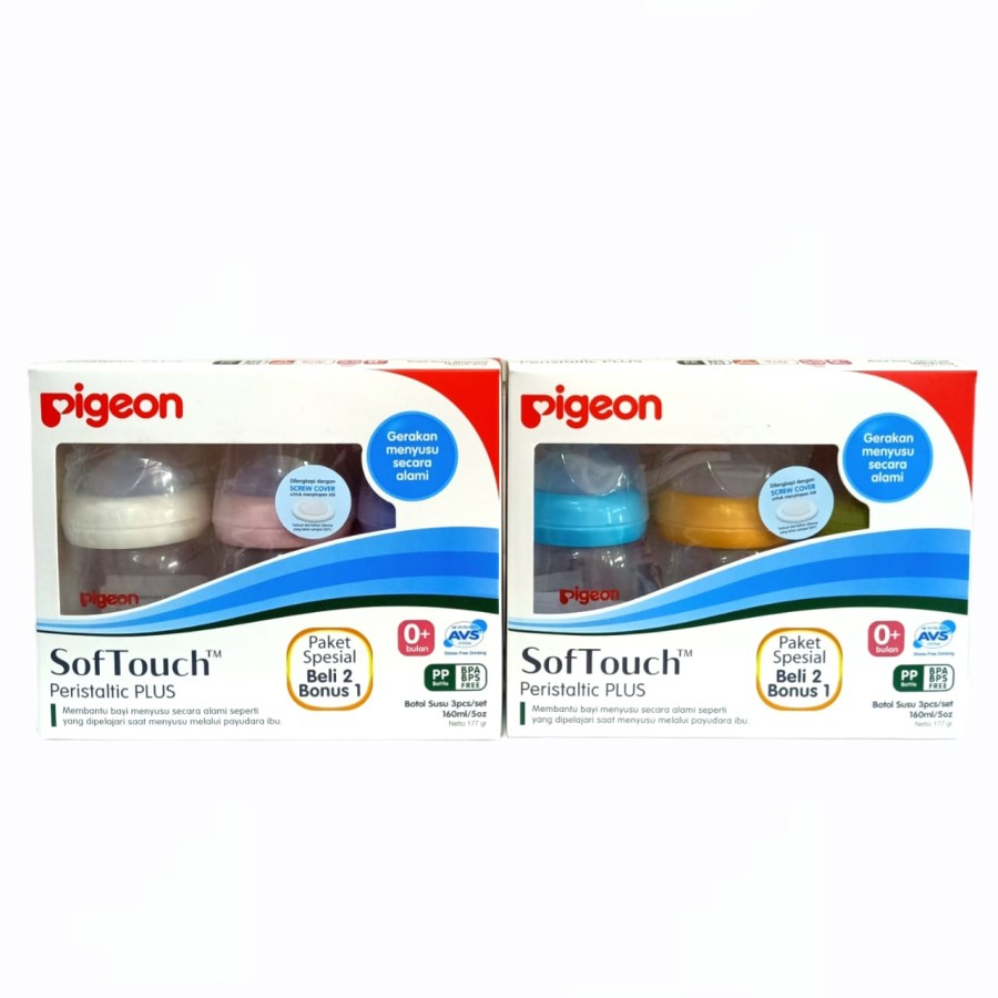 Jual Pigeon SofTouch Peristaltic Plus Bottle 160 ml - Buy 2 Get 1 Free - Biru-kng-Hijau | Shopee ...