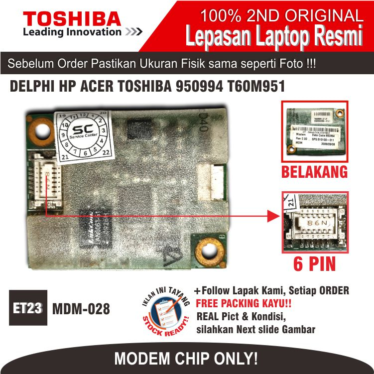 Jual ET23 MDM-TOS-10 Internal MODEM Card Chip Laptop ASUS TOSHIBA ...