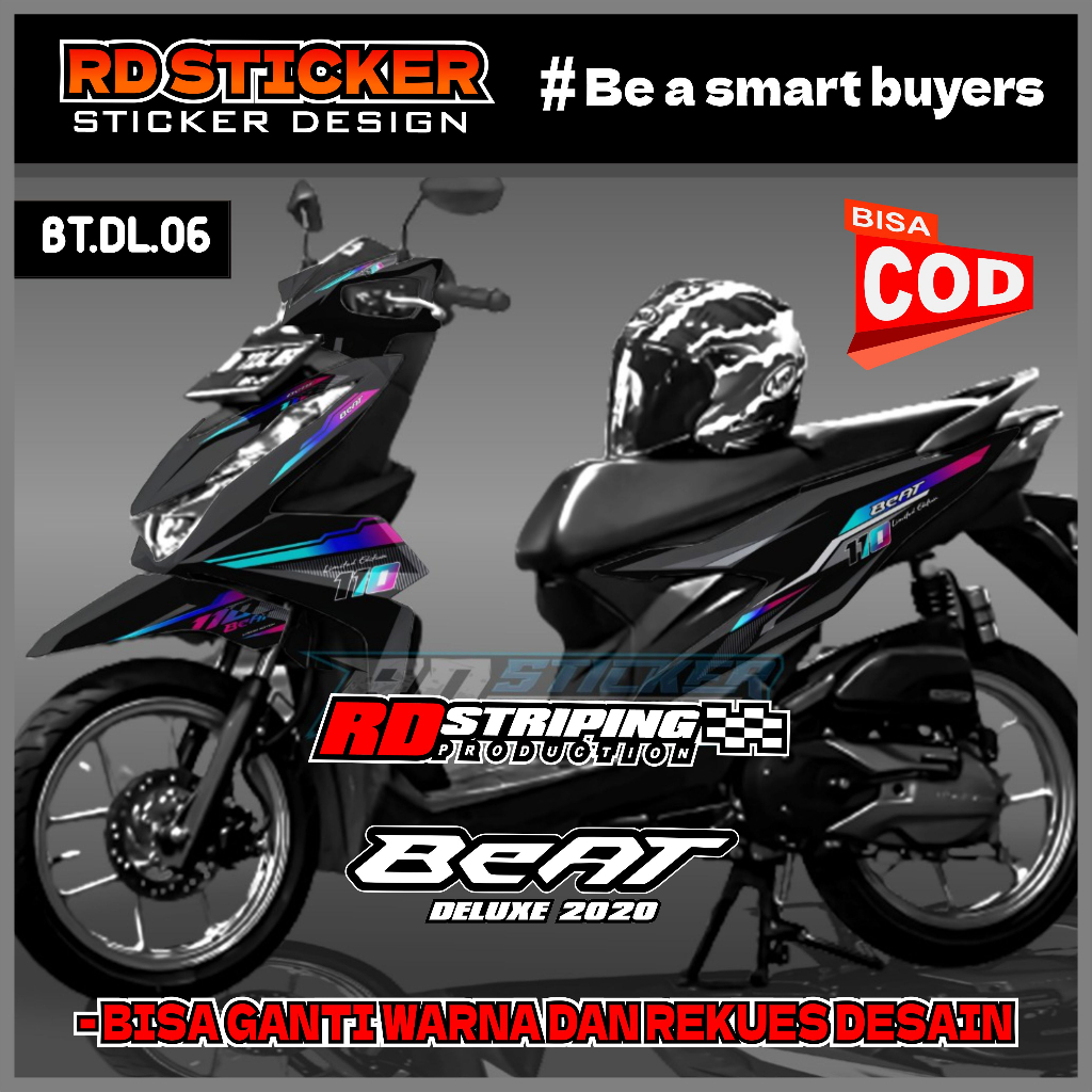 Jual DECAL BEAT DELUXE TAHUN 2020-2023 DESAIN RAINBOW TERKEREN- DECAL ...