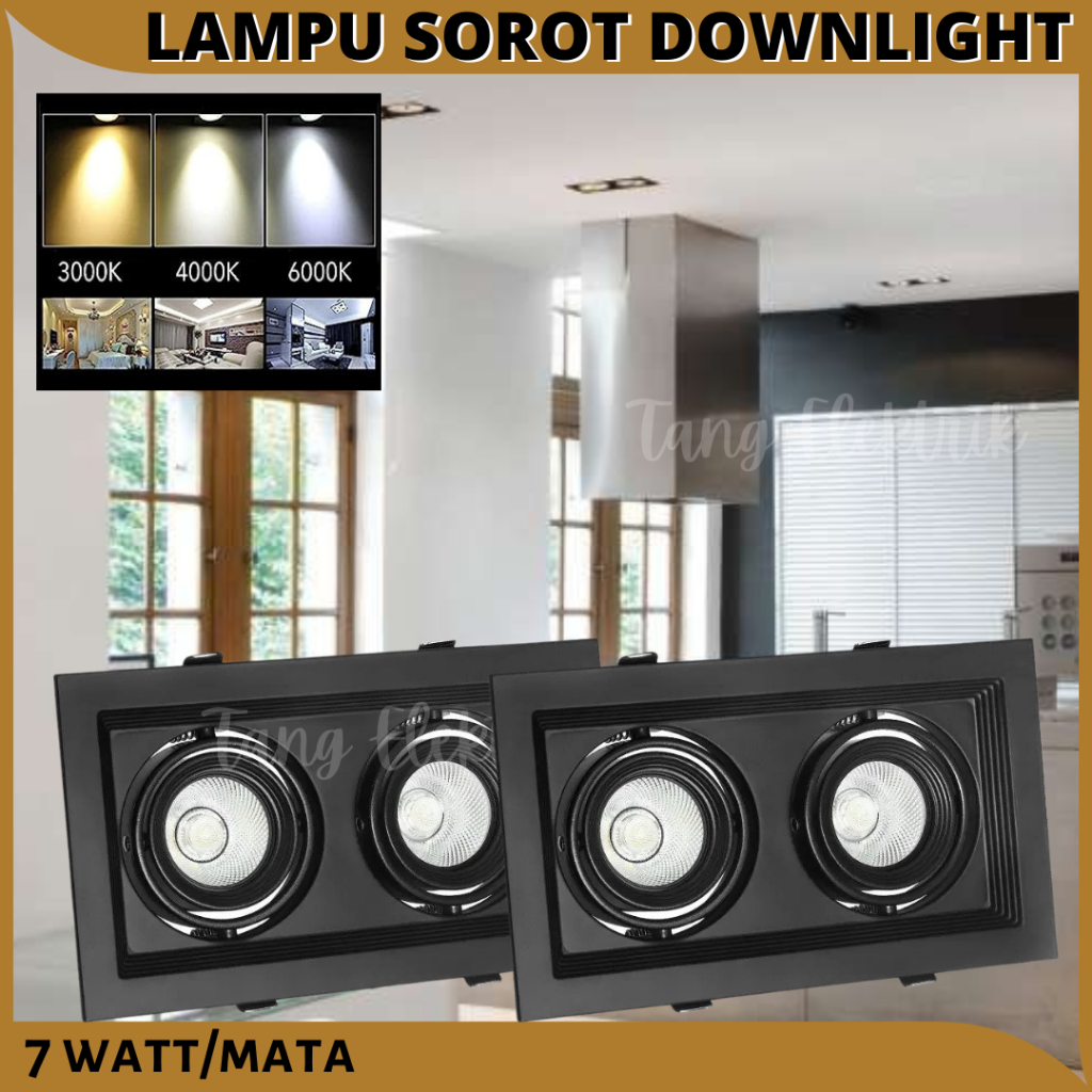 Jual Lampu Sorot Downlight Grill Spotlight Halogen Mr 16 Kap Hitam 7 Watt x 2 Mata | Shopee ...