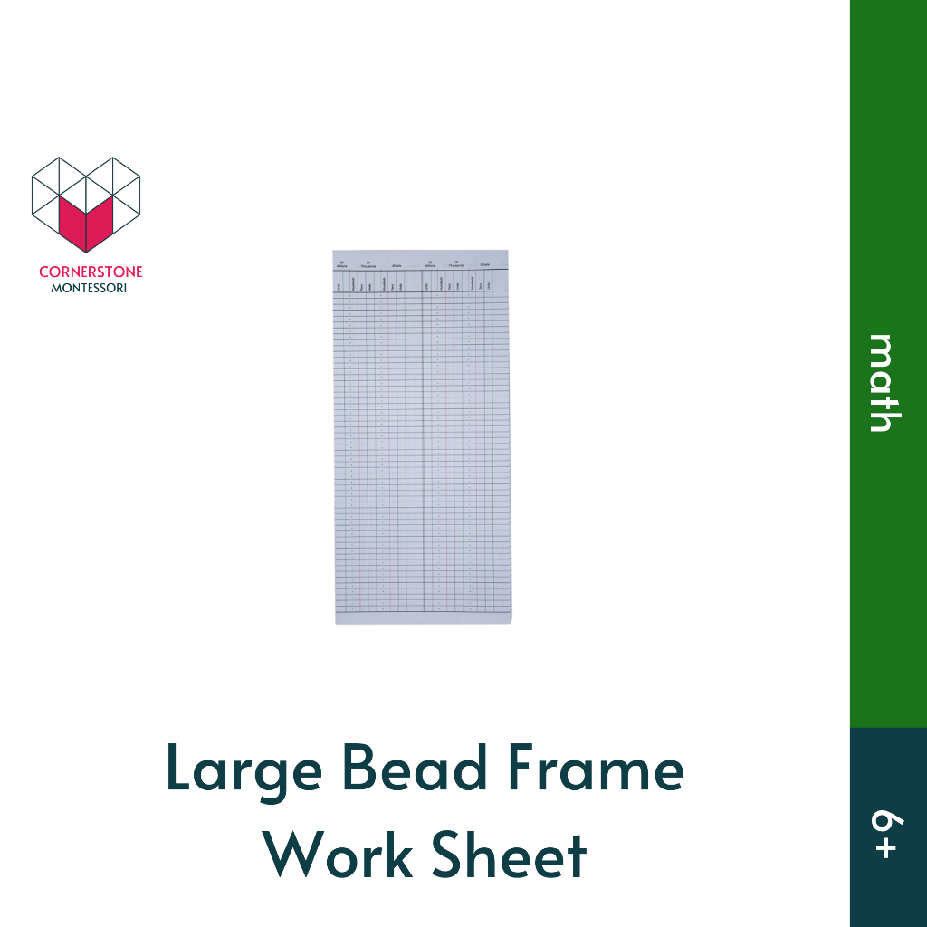 Jual Cornerstone Montessori Large Bead Frame Work Sheets - Montessoti ...