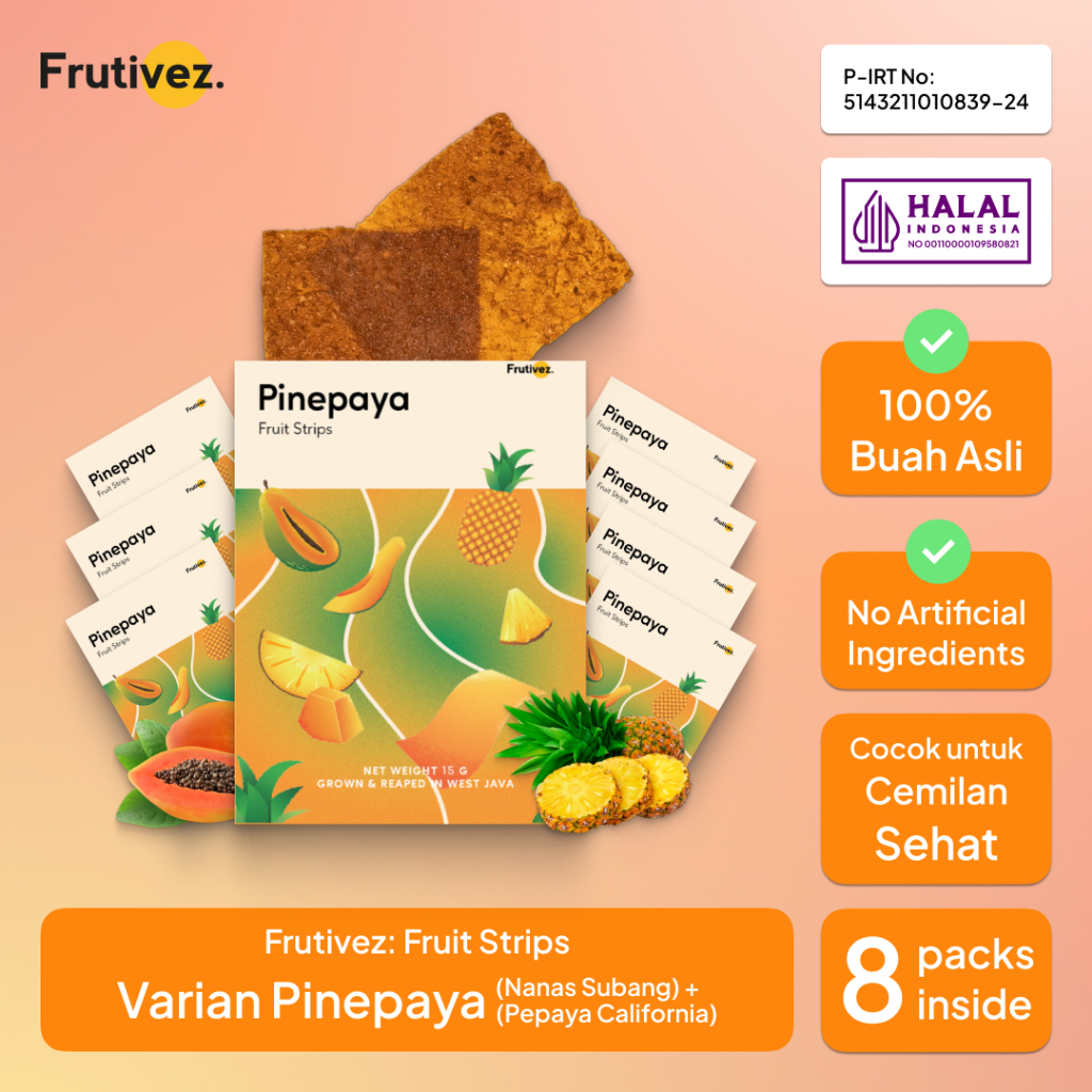 Jual [8 Pack] Pinepaya Fruit Strips Snack Cemilan Buah Frutivez